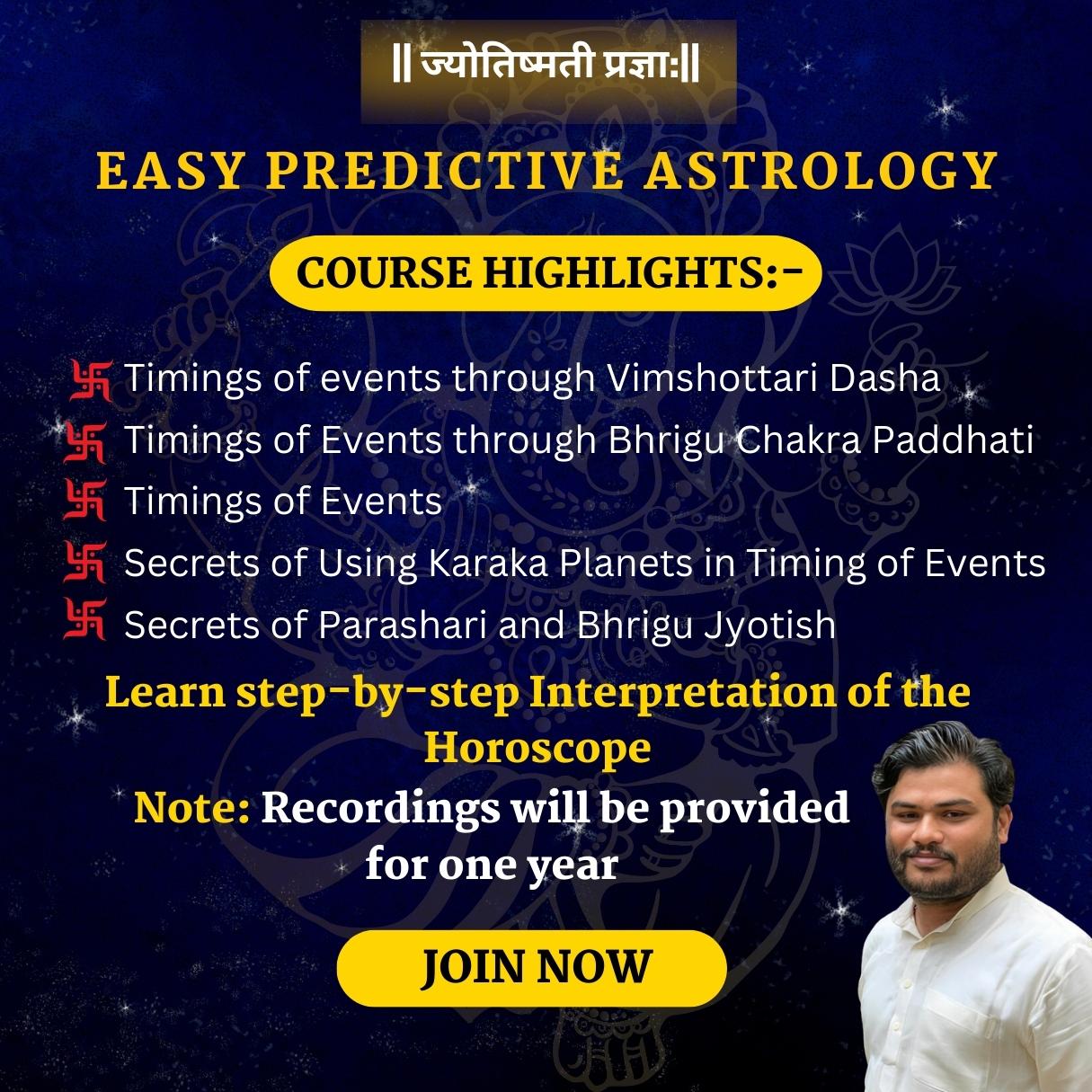Learn easy predictive astrology in English from a highly experienced astrologer, Vinayak Bhatt.